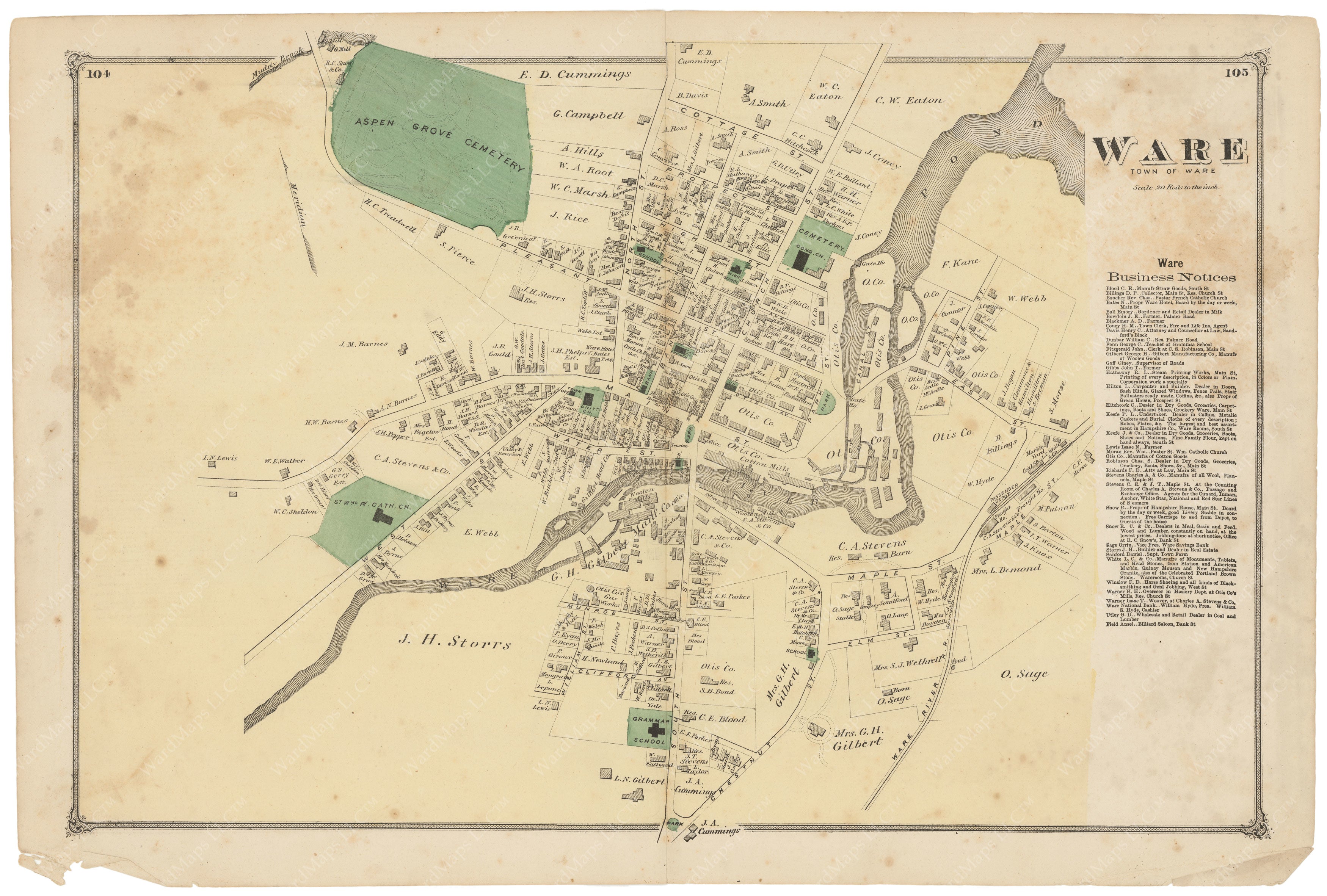 Ware, Massachusetts 1873 – WardMaps LLC