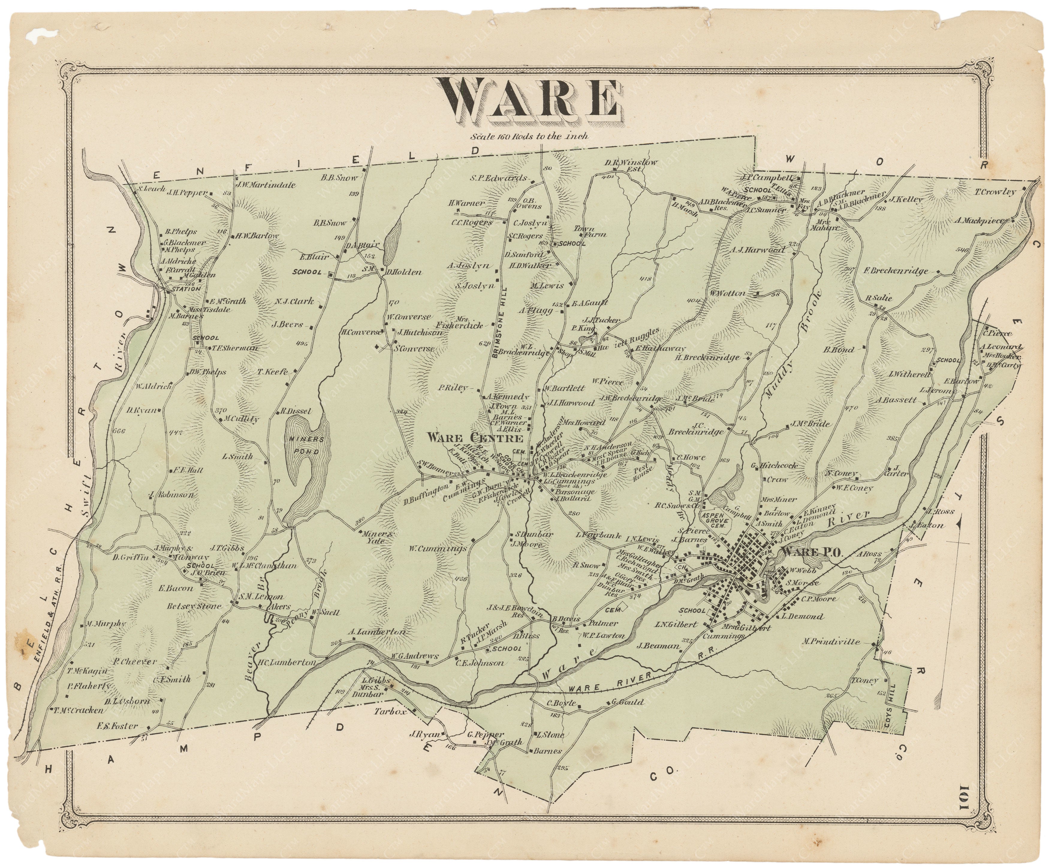 Ware, Massachusetts 1873 – WardMaps LLC
