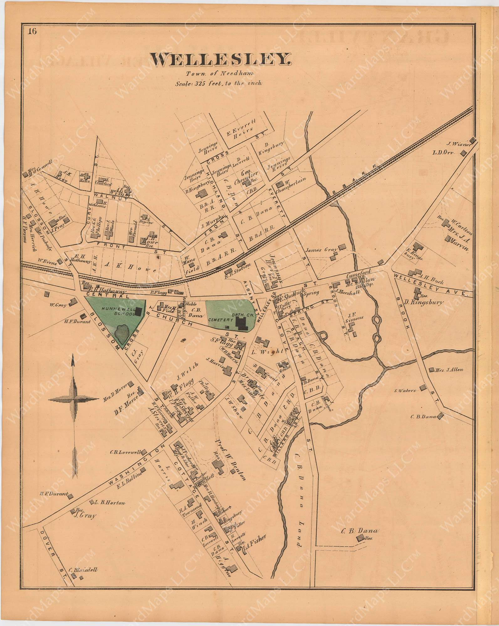 Wellesley Center, Massachusetts 1876 – WardMaps LLC
