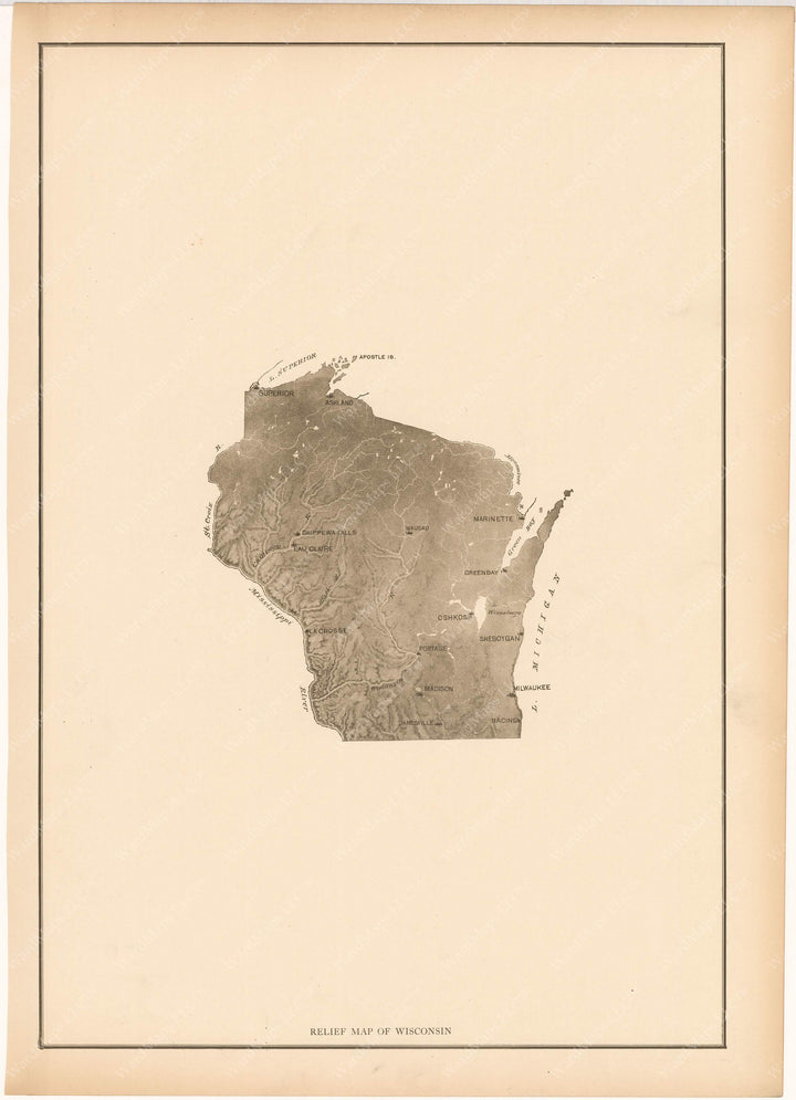 Wisconsin 1912: Relief Map – WardMaps LLC