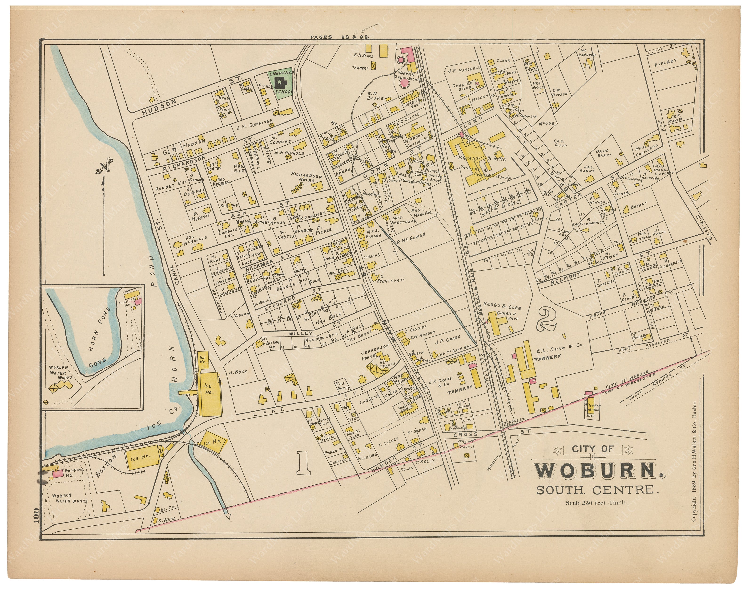 Woburn, Massachusetts 1889 – WardMaps LLC