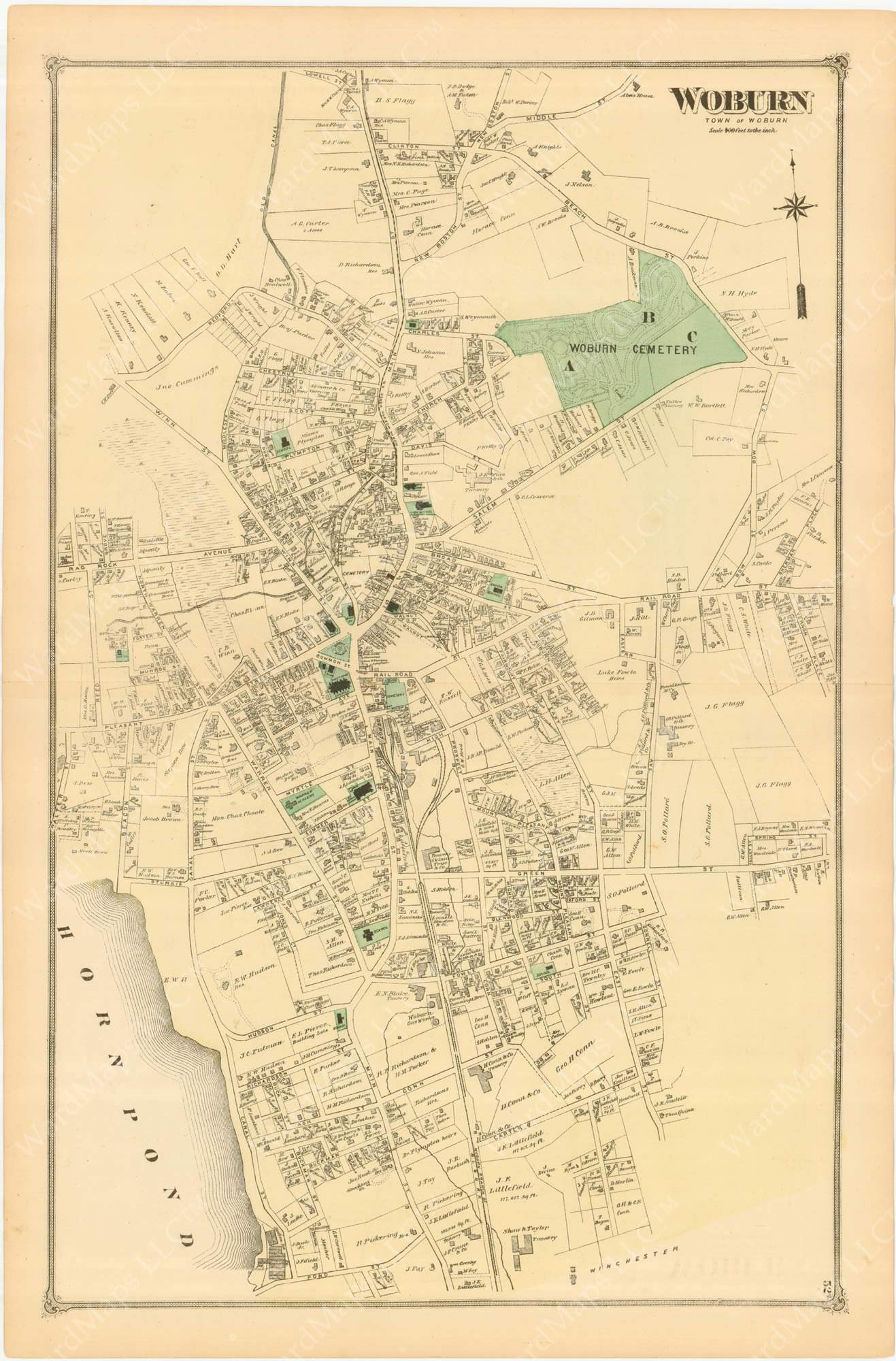 Woburn Center, Massachusetts 1875 – WardMaps LLC