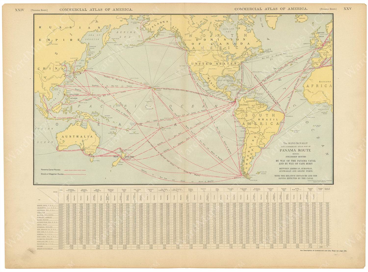 World 1916: Steamship Routes via Panama Canal – WardMaps LLC