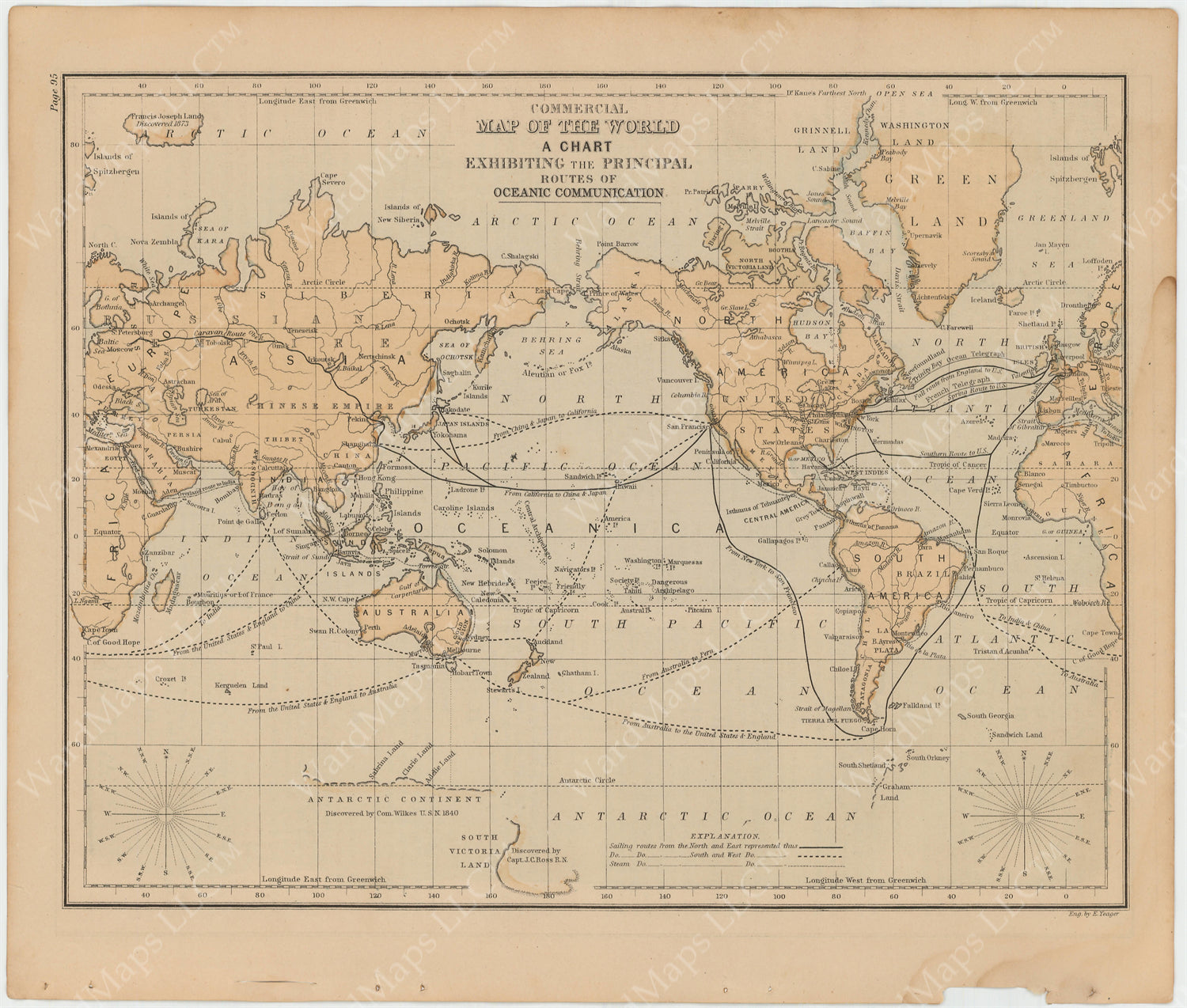 World 1879: A Chart Exhibiting the Principal Routes of Oceanic Communi ...