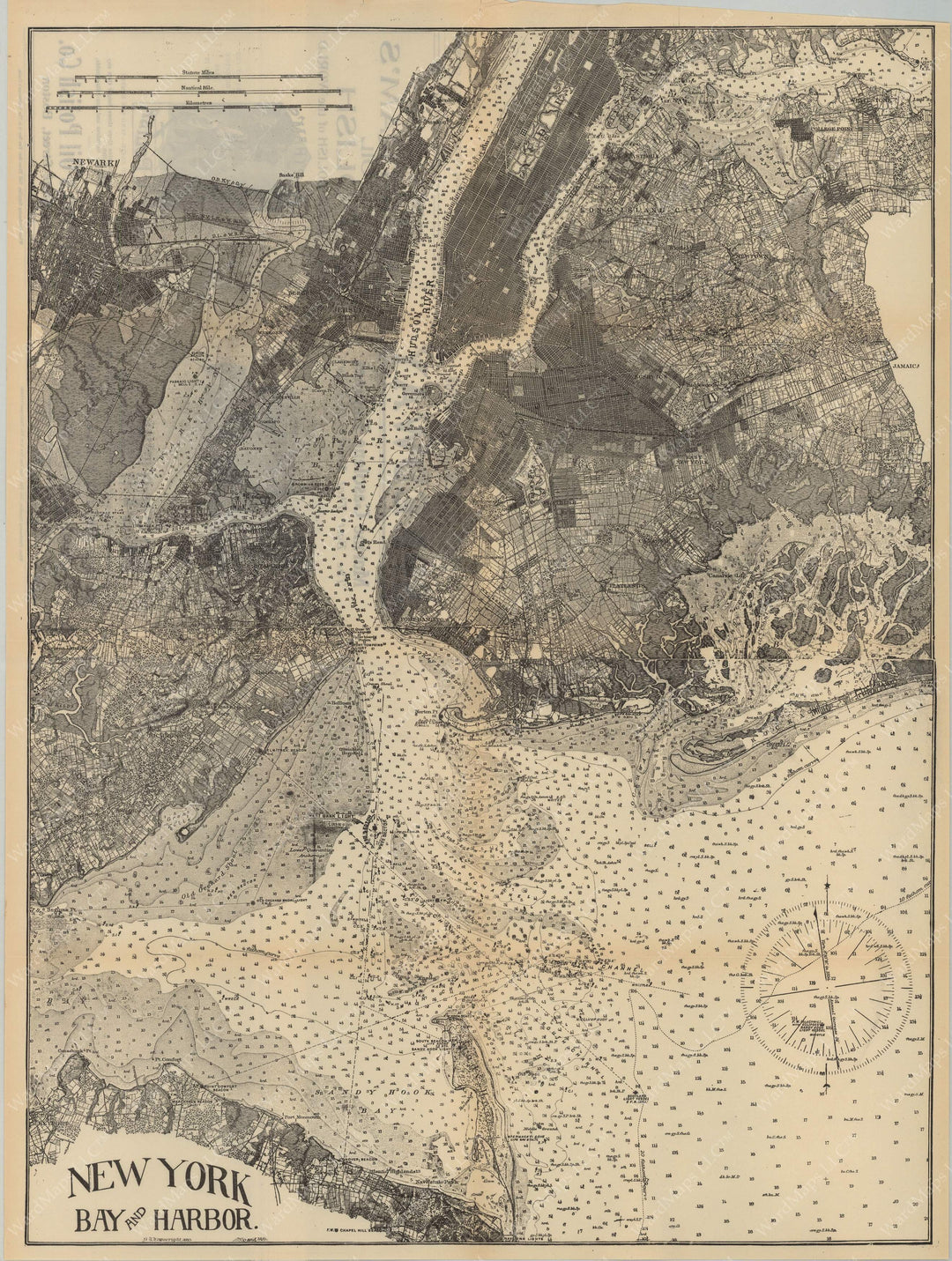 New York Bay and Harbor 1908 – WardMaps LLC