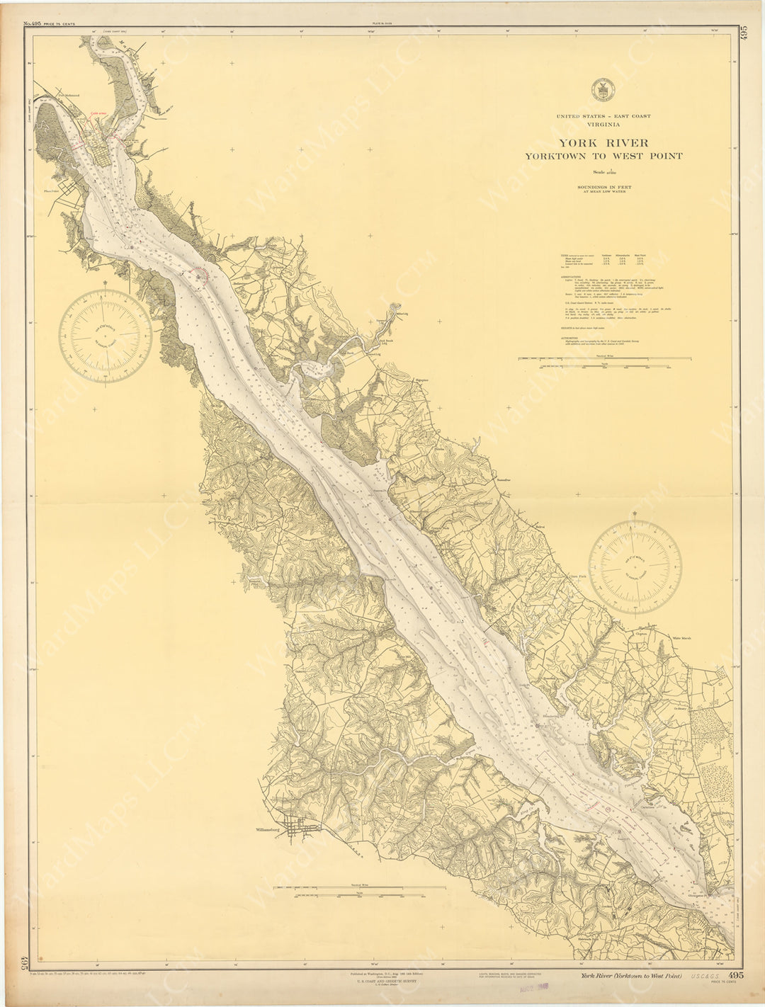 USC&GS Virginia - York River: York River to West Point 1947 – WardMaps LLC