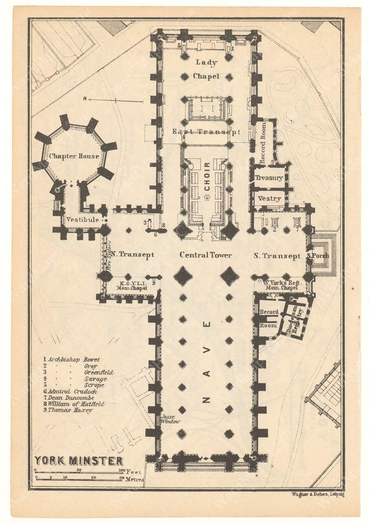 York Minster Cathedral, England 1927 – WardMaps LLC